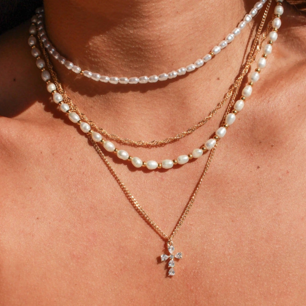 Dainty Gold Filled Diamond Gem Cross Necklace – Mermaid Haus Jewelry