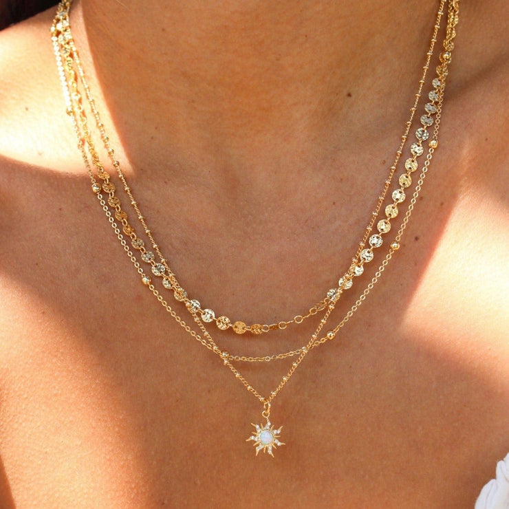 Gold Sun Opal Charm Princess Necklace – Mermaid Haus Jewelry