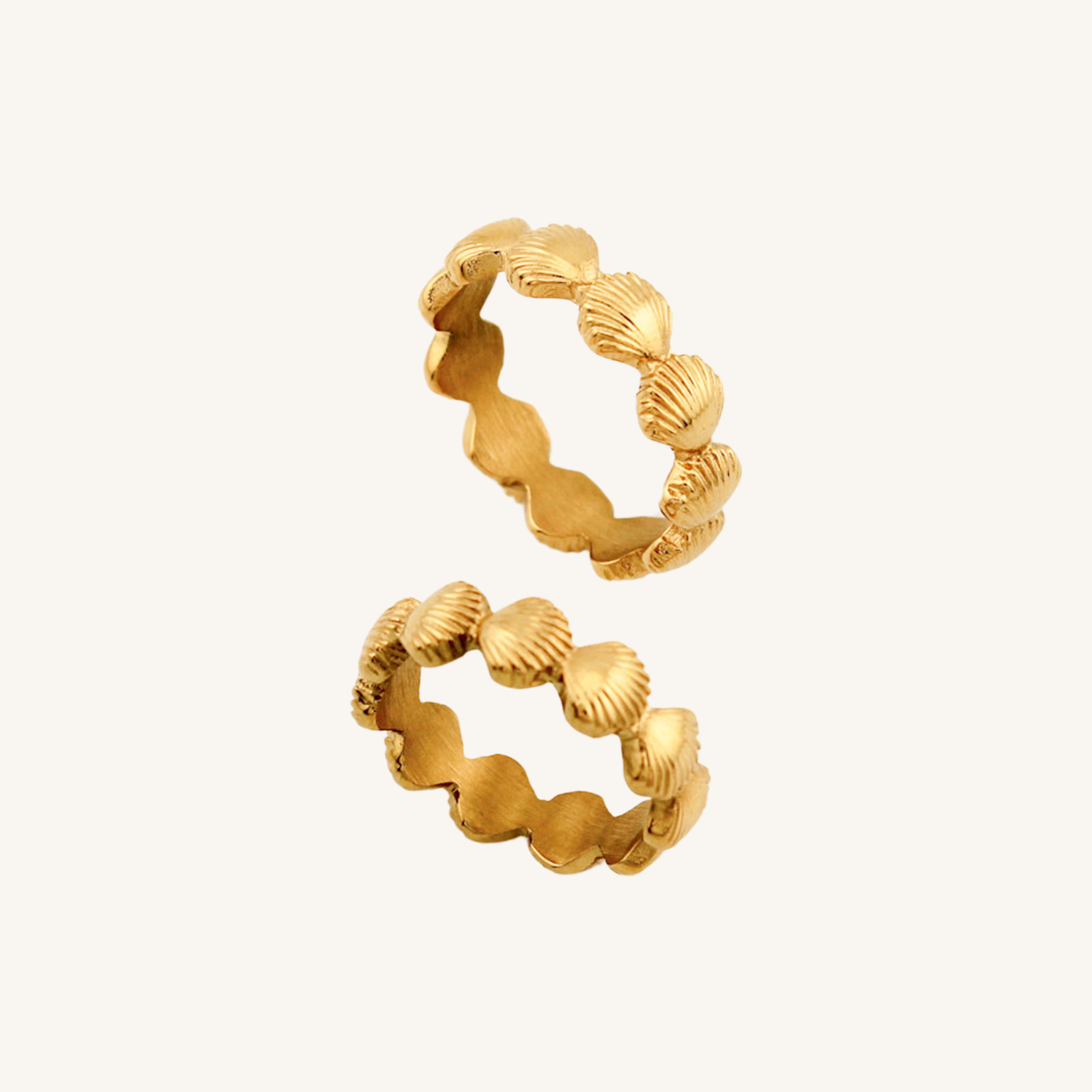 Dainty Gold Scallop Shell Ring Band | Tarnish Free Stacking Rings ...